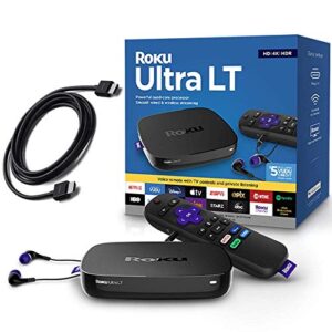 roku ultra lt 4k/hdr/hd streaming player with enhanced voice remote, ethernet, microsd with premium 6ft 4k ready hdmi cable