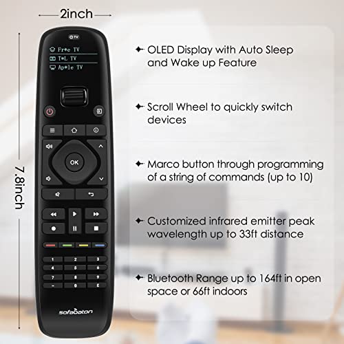 Sofabaton U1 Universal Remote Control, All in One Remote with Smart APP, OLED Display and Macro Button, Control up to 15 Entertainment Devices, Works with TV/DVD/Blu-ray/Player/Projector