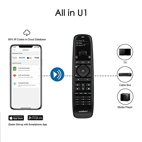 Sofabaton U1 Universal Remote Control, All in One Remote with Smart APP, OLED Display and Macro Button, Control up to 15 Entertainment Devices, Works with TV/DVD/Blu-ray/Player/Projector