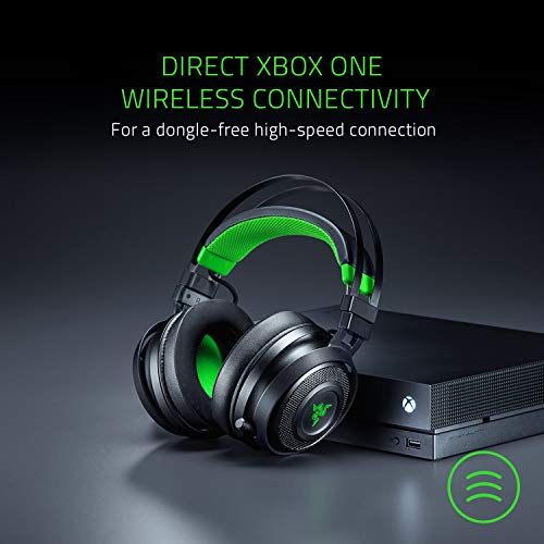 Razer Nari Ultimate for Xbox One Wireless 7.1 Surround Sound Gaming Headset: HyperSense Haptic Feedback - Auto-Adjust Headband - Retractable Mic – for Xbox One, Xbox Series X & S - Black/Green