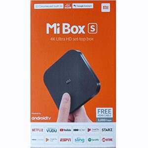 xiaomi mi box s android tv with google assistant remote streaming media player – chromecast built-in – 4k hdr – wi-fi – 8 gb – black