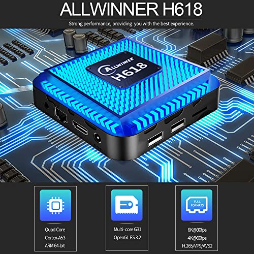 Android TV Box 12.0, T95 MAX Android Box 4GB RAM 32GB ROM with Allwinner H618 Quadcore Smart TV Box, 2.4GHz/5GHz Dual WiFi 3D 6K Streaming Media Player