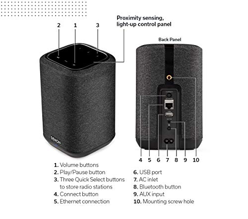 Denon Home 150 Wireless Speaker | HEOS, Alexa Built-in, AirPlay 2, and Bluetooth | Compact Design | Black