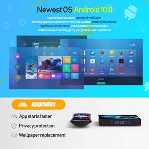 T95 Android 10.0 TV Box, YAGALA Android Box with Allwinner H616 Quad-Core 64bit ARM Corter-A53 CPU Mali G31 MP2 GPU 2GB RAM 16GB ROM 6K 4K Output 2.4GHz+5GHz WiFi 100M LAN Enternet BT5.0