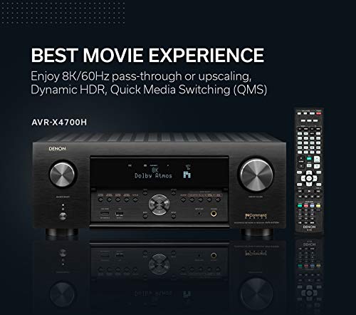 Denon AVR-X4700H 8K Ultra HD 9.2 Channel (125 Watt X 9) AV Receiver 2020 Model - 3D Audio & Video with IMAX Enhanced, Built for Gaming, Music Streaming, Alexa + HEOS