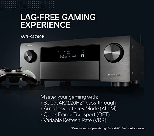 Denon AVR-X4700H 8K Ultra HD 9.2 Channel (125 Watt X 9) AV Receiver 2020 Model - 3D Audio & Video with IMAX Enhanced, Built for Gaming, Music Streaming, Alexa + HEOS