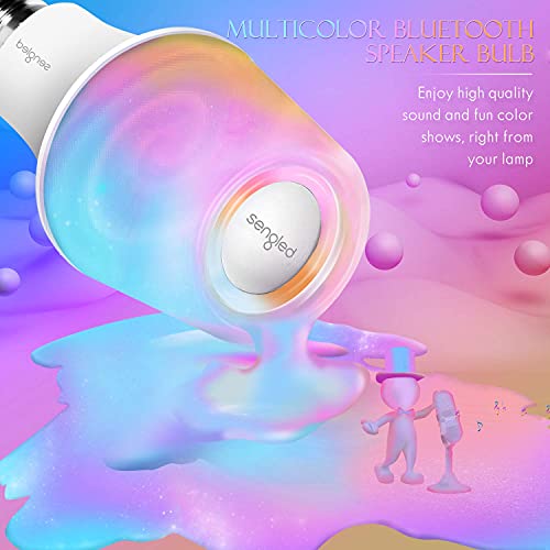 Sengled Solo RGBW Bluetooth Light Bulb Speaker Multi Color Changing LED Light Bulb 60W Equivalent Dimmable App Controlled E26 Smart Music Bulb, Compatible with Alexa via Bluetooth Connection