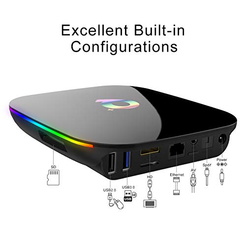 Android 10.0 TV Box 4GB RAM 32GB ROM, Q Plus Android Box H6 Quad-core WiFi 2.4GHz Support 6K H.265 HD 2.0 Ethernet