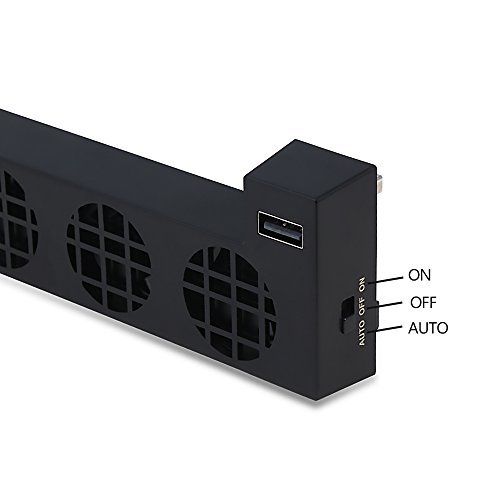 Xbox One X Cooling Fan-External Intelligent Control USB Cooler- 3 Radiator Fans Offer Quiet Efficient Heat Removal for Xbox One X Game Console Controller-Black [xbox_one]