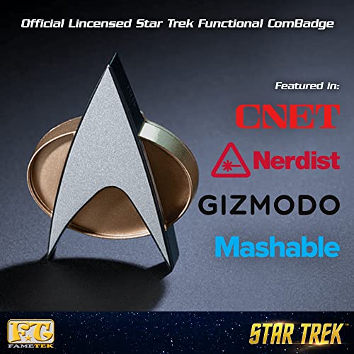 FAMETEK Star Trek Next Generation Bluetooth Communicator Badge - TNG Bluetooth ComBadge with Chirp Sound Effects, Microphone & Speaker – Star Trek Memorabilia, Gifts, Collectibles for StarTrek