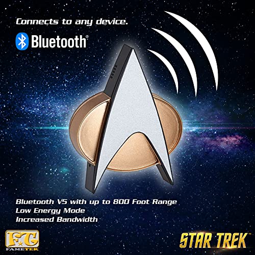 FAMETEK Star Trek Next Generation Bluetooth Communicator Badge - TNG Bluetooth ComBadge with Chirp Sound Effects, Microphone & Speaker – Star Trek Memorabilia, Gifts, Collectibles for StarTrek