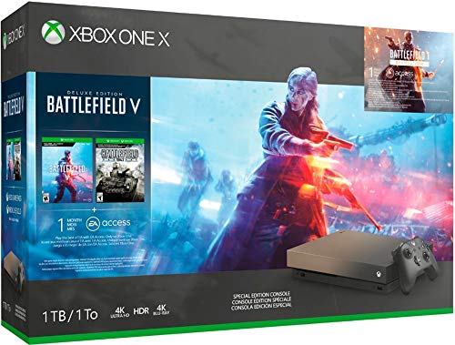 Xbox One X 1TB Console – Gold Rush Special Edition Battlefield V Bundle