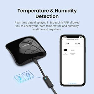 BroadLink RM4 pro Smart Remote and Sensor Cable Set RM4 pro S, Universal IR RF Remote Control Hub with Temperature Humidity Monitor USB Cable, Works with Alexa, Google Home, IFTTT