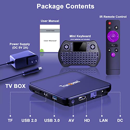 Android TV Box 12.0 RK3318 2GB 16GB TV Box Support HLG Mode 3D 4K Resolution and HDR10 Android Box with 2.4G 5G WiFi BT4.0 with Backlit Keyboard 1