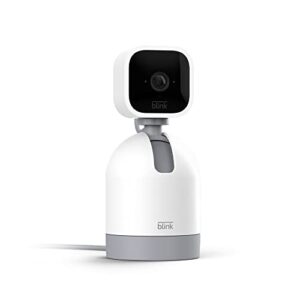 blink mini pan-tilt camera | rotating indoor plug-in smart security camera, two-way audio, hd video, motion detection, works with alexa (white)