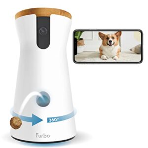 furbo 360° dog camera: [new 2022] rotating 360° view wide-angle pet camera with treat tossing, color night vision, 1080p hd pan, 2-way audio, barking alerts, wifi, designed for dogs