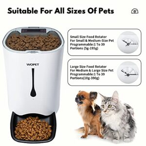 WOPET Automatic Pet Feeder Food Dispenser for Cats and Dogs–Features: Distribution Alarms,Portion Control,Voice Recorder, & Programmable Timer for up to 4 Meals per Day