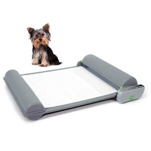 brilliantpad self-cleaning, automatic indoor dog potty for puppies and small dogs | original roll w/plastic rod & caps incl (original 2.0 machine w/drip lip, gray)