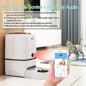 Iseebiz Automatic Pet Feeder with Camera, 6L App Control Smart Feeder Cat Dog Food Dispenser, 2-Way Audio, Voice Remind, Video Record, 6 Meals a Day for Medium Large Cats Dogs, Compatible with Alexa