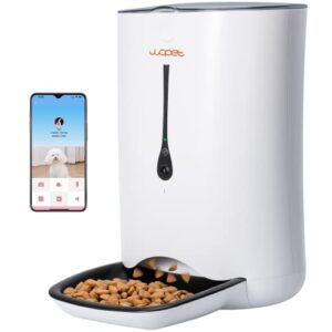 wopet automatic cat feeder with camera,7l app control smart feeder cat dog food dispenser,6-meal auto pet feeder with timer programmable,hd camera for voice and video recording