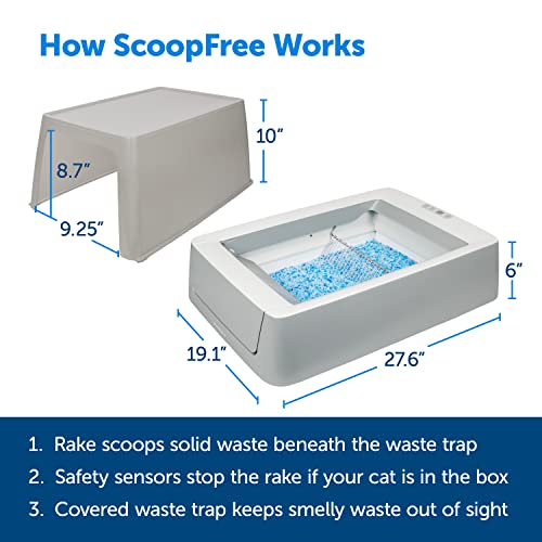 PetSafe ScoopFree Smart Self-Cleaning Cat Litter Box - WiFi & App Enabled - Hands-Free Cleanup With Disposable Crystal Trays - Less Tracking, Superior Odor Control - Includes Disposable Tray and Hood