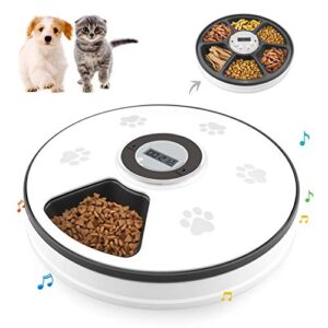 chintu automatic cat feeder, auto cat food dispenser – 6 meals pet wet food dispenser for small dog with programmable timer portion control timed cat feeder with voice reminder