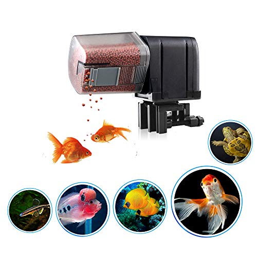 iLONDA L88 Automatic Aquarium Fish Tank Feeder Timer Adjustable Food Dispenser (APP Control & USB Power Supply), Compatible with Amazon Alexa (Black, Standard Pack)