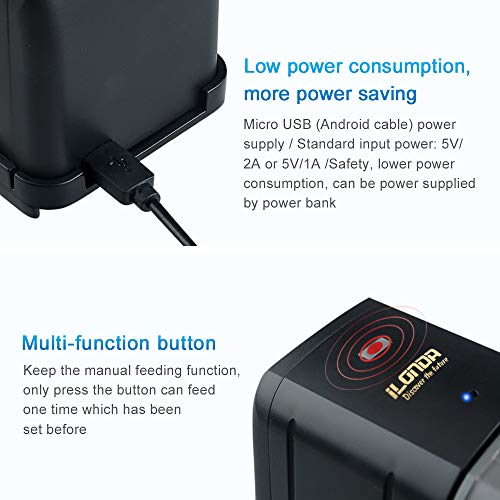 iLONDA L88 Automatic Aquarium Fish Tank Feeder Timer Adjustable Food Dispenser (APP Control & USB Power Supply), Compatible with Amazon Alexa (Black, Standard Pack)