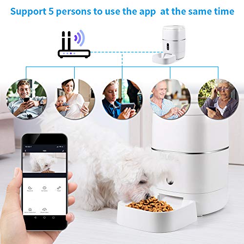 CrazyFire 6L Automatic Cat Feeder,Automatic Dog Feeder with APP Control,1080P HD Camera,Motion Sensor Alarm,Live Video and Audio Communication,Programmable Automatic Pet Feeder for Cat,Dog