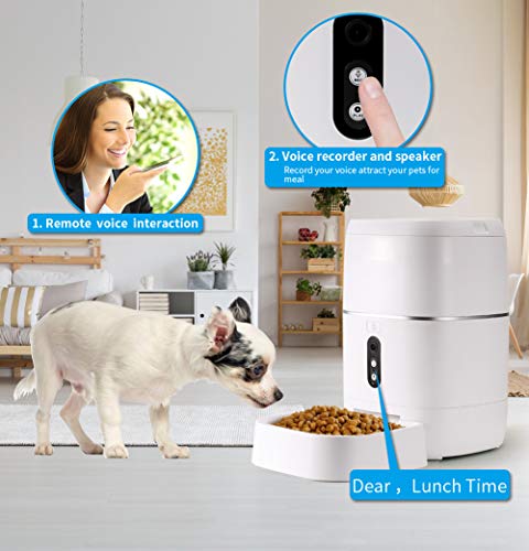 CrazyFire 6L Automatic Cat Feeder,Automatic Dog Feeder with APP Control,1080P HD Camera,Motion Sensor Alarm,Live Video and Audio Communication,Programmable Automatic Pet Feeder for Cat,Dog