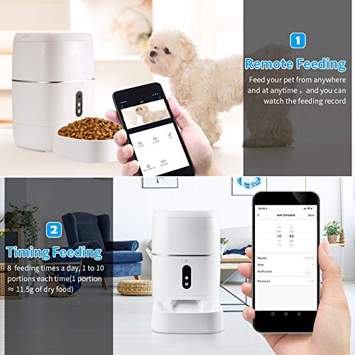 CrazyFire 6L Automatic Cat Feeder,Automatic Dog Feeder with APP Control,1080P HD Camera,Motion Sensor Alarm,Live Video and Audio Communication,Programmable Automatic Pet Feeder for Cat,Dog