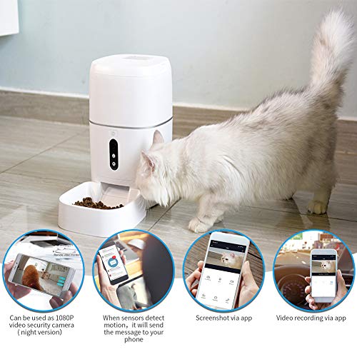 CrazyFire 6L Automatic Cat Feeder,Automatic Dog Feeder with APP Control,1080P HD Camera,Motion Sensor Alarm,Live Video and Audio Communication,Programmable Automatic Pet Feeder for Cat,Dog