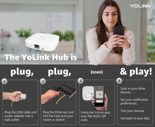 YoLink Hub - Central Controller Only for YoLink Devices, 1/4 Mile World's Longest Range Smart Hub LoRa Enabled Smart Home Automation Hub Smart Home Security Monitoring Gateway