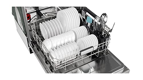 SHARP Smart Dishwasher Works with Alexa. Includes LED Interior lights, Stainless Steel interior, Heated Dry with Fan Assist, Wash Zone cleans half load on either rack, Adjustable Third Rack