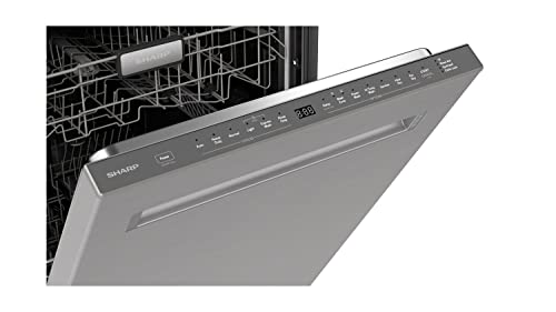 SHARP Smart Dishwasher Works with Alexa. Includes LED Interior lights, Stainless Steel interior, Heated Dry with Fan Assist, Wash Zone cleans half load on either rack, Adjustable Third Rack