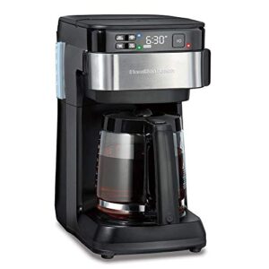 hamilton beach works with alexa smart coffee maker, programmable, 12 cup capacity, black and stainless steel (49350) – a certified for humans device