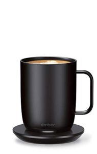 ember temperature control smart mug 2, 14 oz, black, 80 min. battery life – app controlled heated coffee mug – improved design