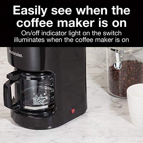 Proctor Silex 10-Cup Coffee Maker, Works with Smart Plugs That Are Compatible with Alexa (48351), Auto Pause and Serve, Black