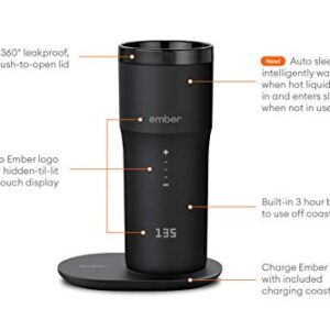 Ember Temperature Control Travel Mug 2, 12 oz, Black, 3-hr Battery Life - App Controlled Heated Coffee Travel Mug - Improved Design