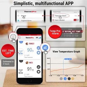 ThermoPro TP25 500ft Wireless Bluetooth Meat Thermometer with 4 Temperature Probes Smart Digital Cooking BBQ Thermometer for Grilling Oven Food Smoker Thermometer, Rechargeable