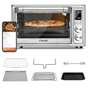 cosori smart 12-in-1 air fryer toaster oven combo convection rotisserie & dehydrator for chicken, pizza and cookies, recipe&accessories included, 30l, silver – a certified for humans device