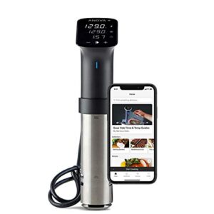 anova culinary sous vide precision cooker pro, 1200 watts, black and silver