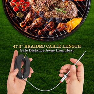 NutriChef Bluetooth Meat Thermometer for Grilling and Smoking - Wifi Grill Thermometer for Outside BBQ and Smoker Oven - 6 Temperature Probes and Smart APP and 400 Ft Range