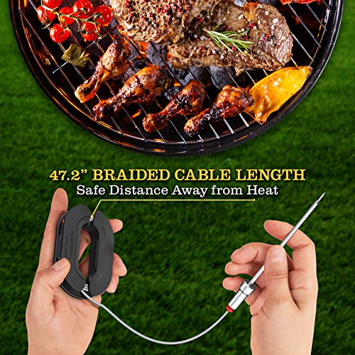 NutriChef Bluetooth Meat Thermometer for Grilling and Smoking - Wifi Grill Thermometer for Outside BBQ and Smoker Oven - 6 Temperature Probes and Smart APP and 400 Ft Range