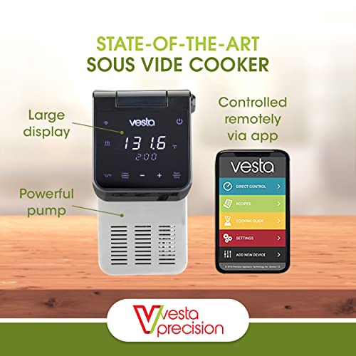 Imersa Elite Sous Vide Cooker with Unique Folding Design | Powerful Pump Immersion Circulator | App Enabled with Big Display | by Vesta Precision