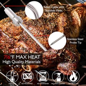 Smart Bluetooth BBQ Grill Thermometer - Digital Display, Stainless Dual Probes Safe to Leave in Outdoor Barbecue Meat Smoker - Wireless Remote Alert iOS Android Phone WiFi App - NutriChef PWIRBBQ60