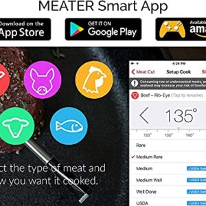 New MEATER Plus 165ft Long Range Smart Wireless Meat Thermometer for The Oven Grill Kitchen BBQ Smoker Rotisserie with Bluetooth and WiFi Digital Connectivity Bundled with HogoR Apron