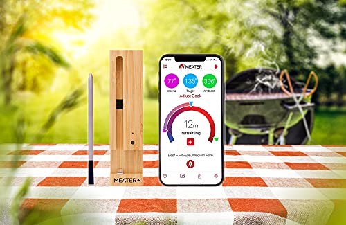 New MEATER Plus 165ft Long Range Smart Wireless Meat Thermometer for The Oven Grill Kitchen BBQ Smoker Rotisserie with Bluetooth and WiFi Digital Connectivity Bundled with HogoR Apron