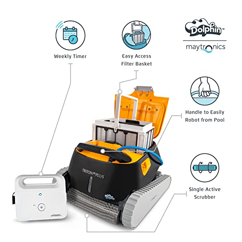 Dolphin Triton PS Plus Robotic Pool Vacuum Cleaner with Upgraded Ultra-Fine Filters and WiFi Connectivity for Hassle-Free Pool Cleaning, Ideal for Swimming Pools up to 50 Feet