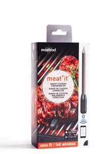 mastrad thermometer | meat it wireless grill and bbq sensor | connects via bluetooth to free cooking app, 2.1, black